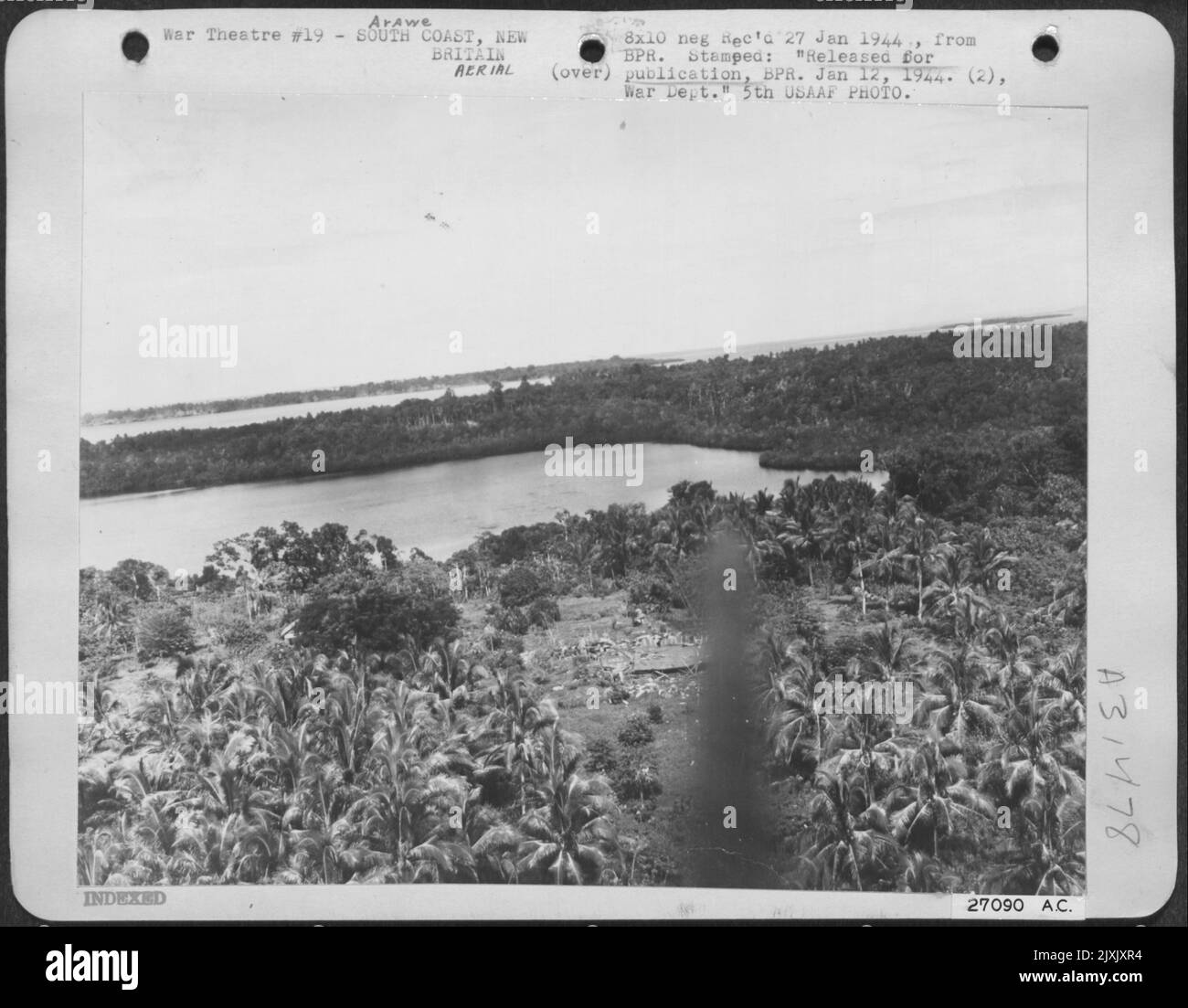 A fifth Air Force aerial view of Arawe on the South Coast of New ...