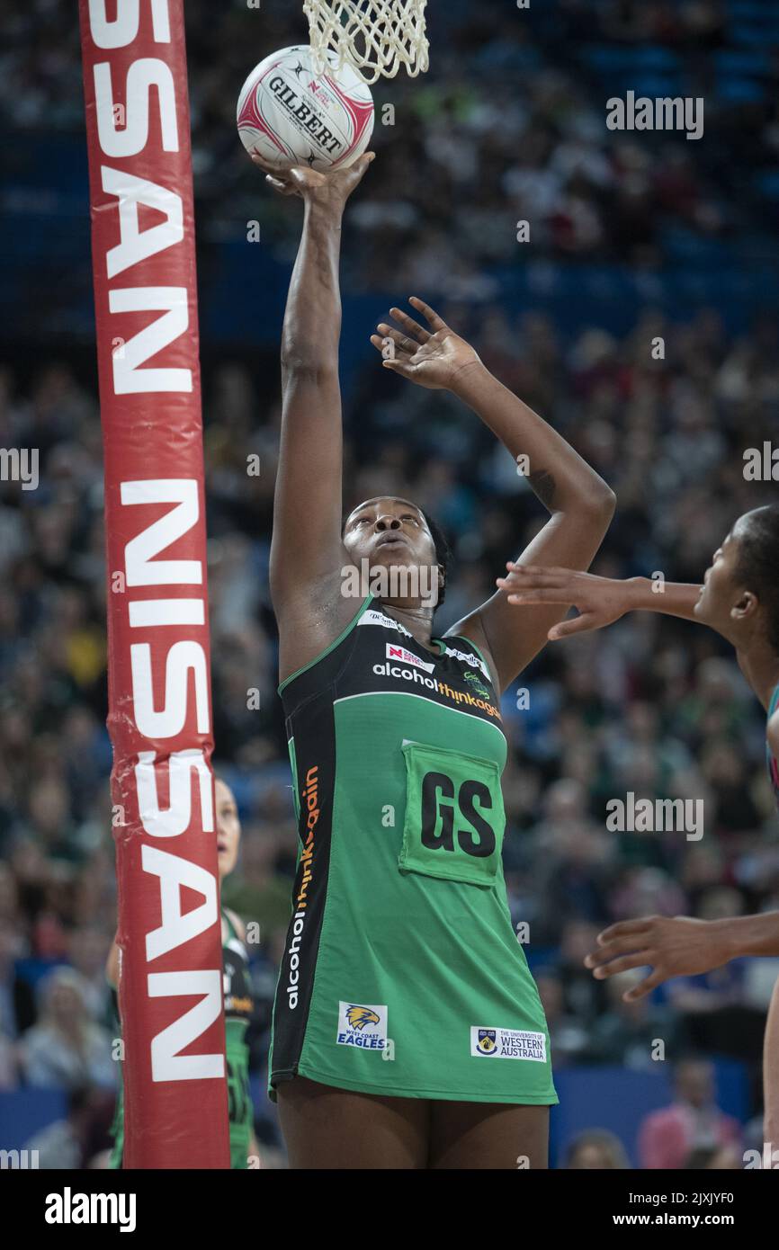 Jhaniele Fowler of the Fever during the Round 13 Super Netball match ...