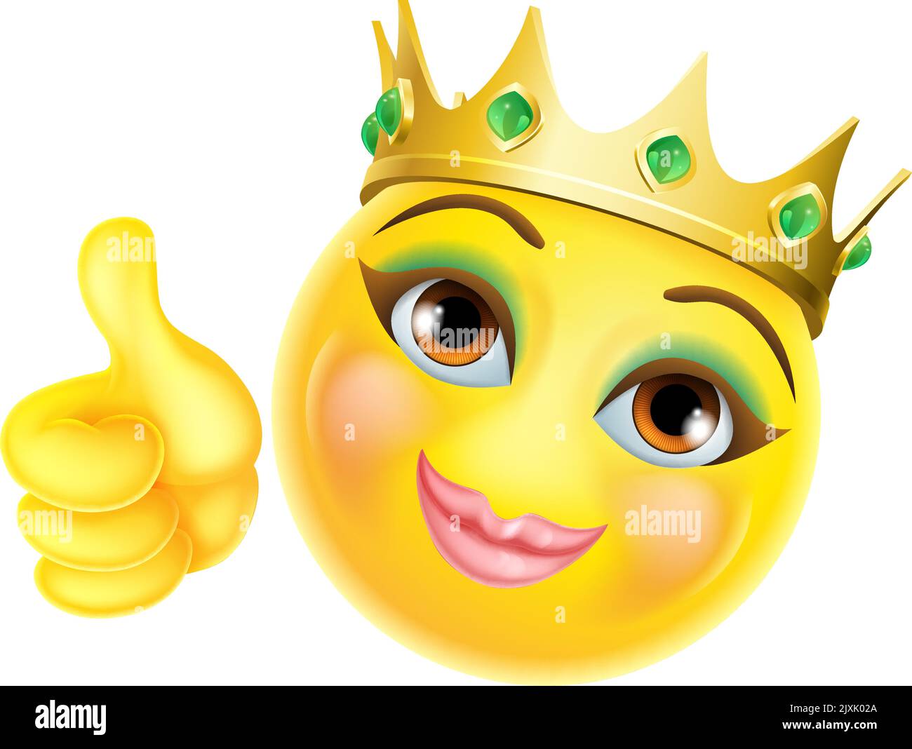 Queen Princess Emoticon Gold Crown Cartoon Face Stock Vector Image ...