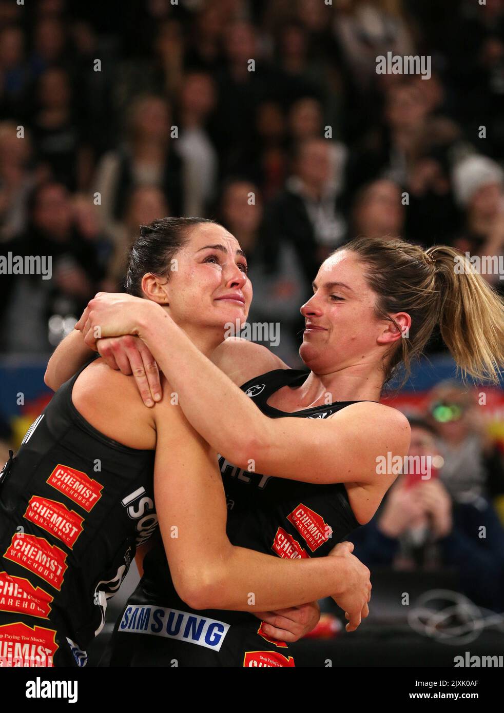 Shae Brown of the Magpies embraces Sharni Layton after her last home ...