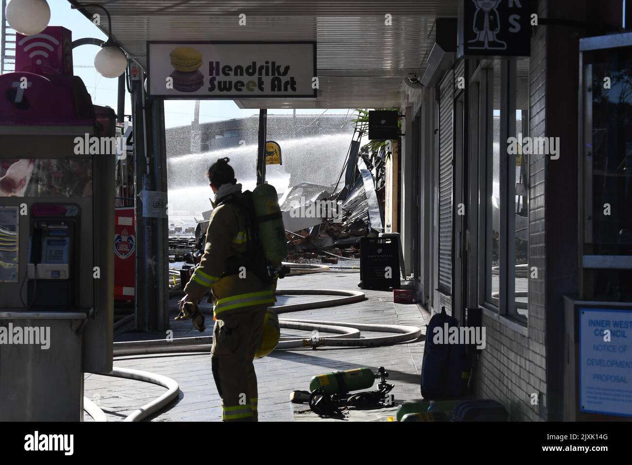NSW Fire and Rescue workers at the scene of a fire at General Gordon ...
