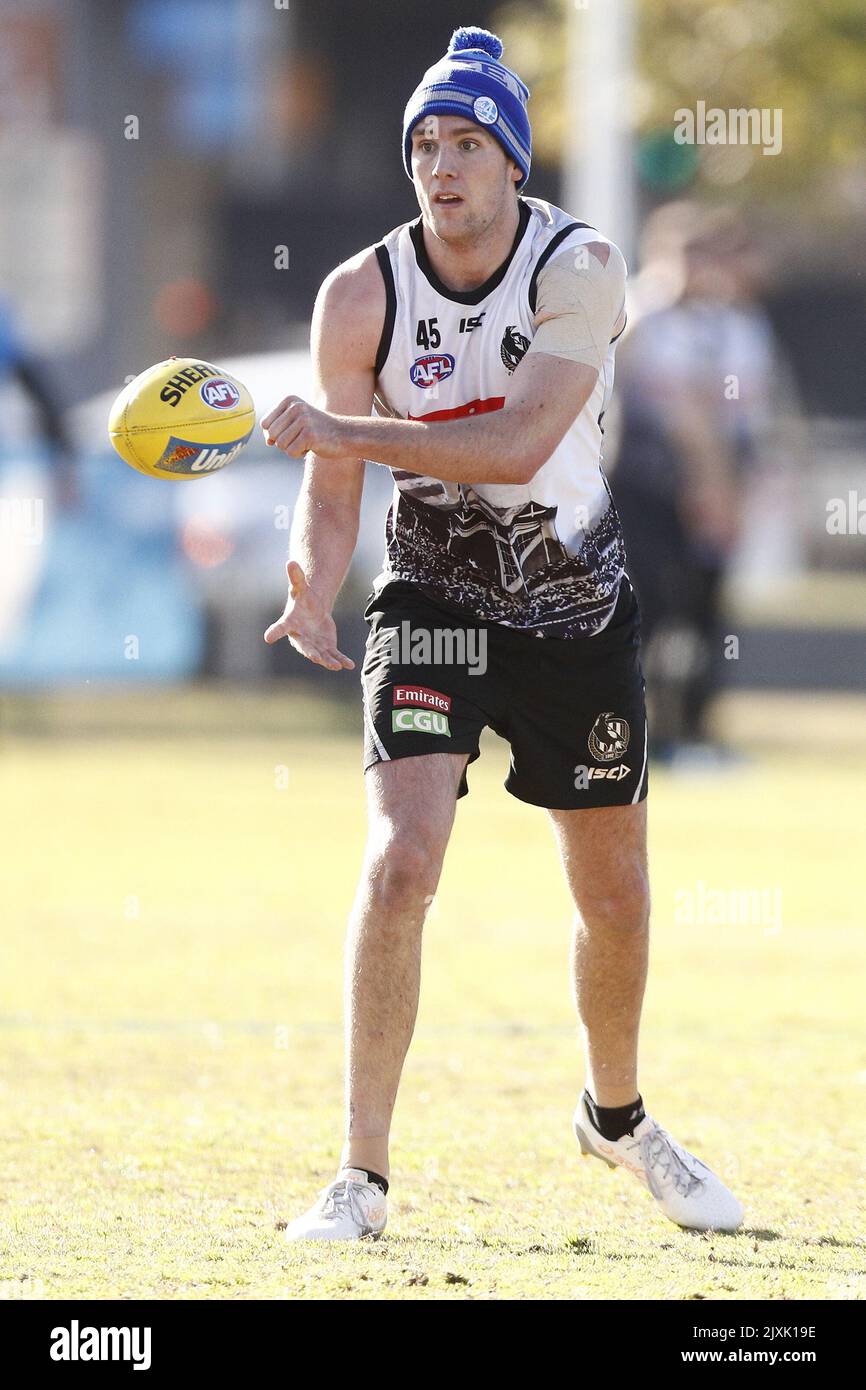 Max Lynch is seen during a Collingwood Magpies team training session at ...