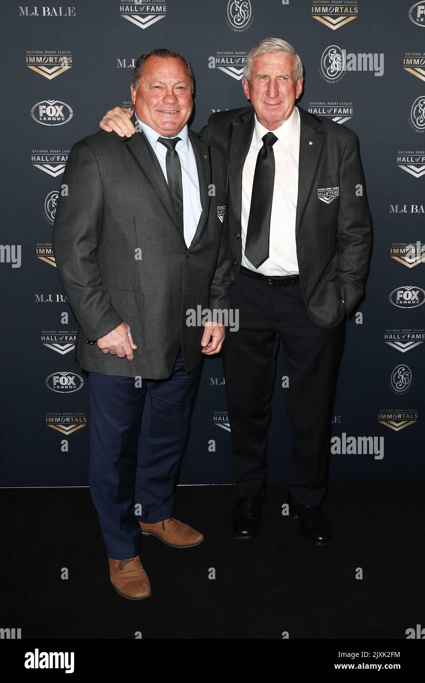 Former Canterbury Bulldogs players Terry Lamb (left) and Steve Mortimer ...