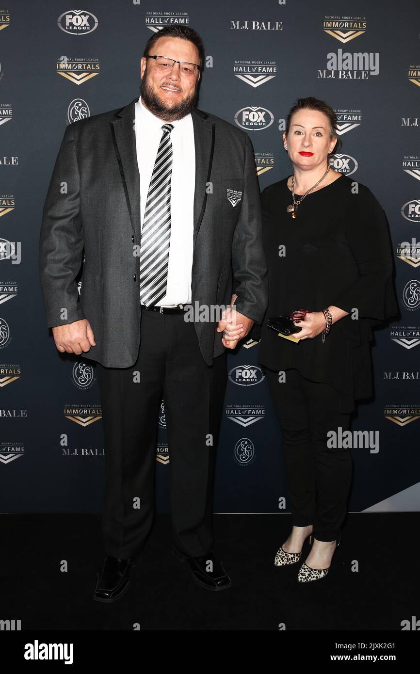 Former Canberra Raiders player Glenn Lazarus and his wife Tess Sanders ...