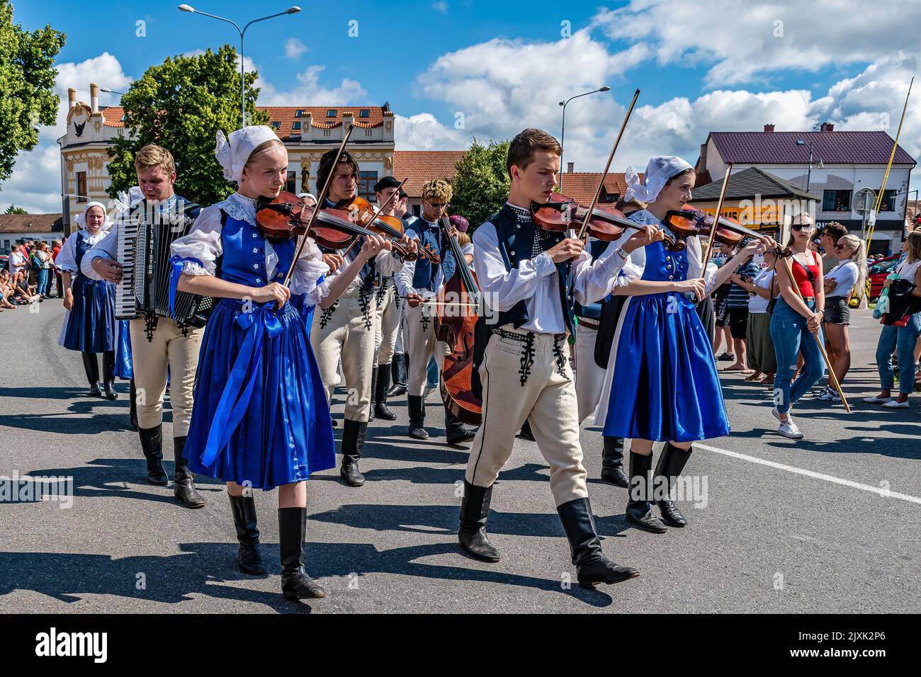 A crowd of musicians at the international Folklore Festival Stock Photo ...
