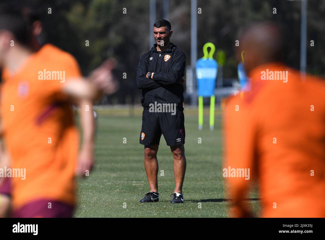 Brisbane Roar coach John Aloisi is seen during training in Brisbane ...