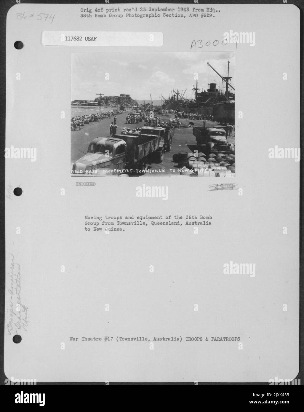 Moving troops and equipment of the 38th Bomb Group from Townsville ...