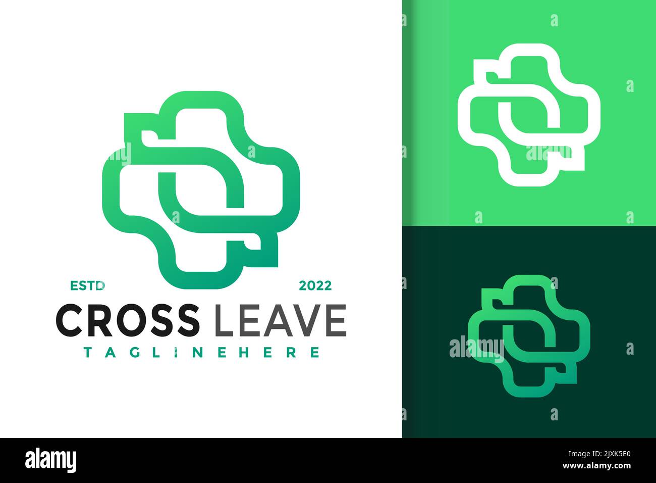 A cross leave logo design vector illustration template Stock Vector ...