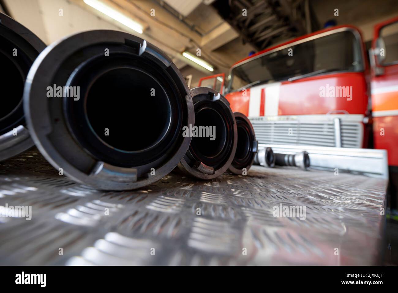 Fire hoses are seen in a fire department Stock Photo - Alamy