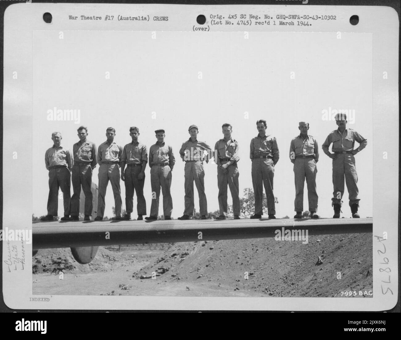 Crew members of a Consolidated B-24 of the 530th Bomb Squadron, 380th ...