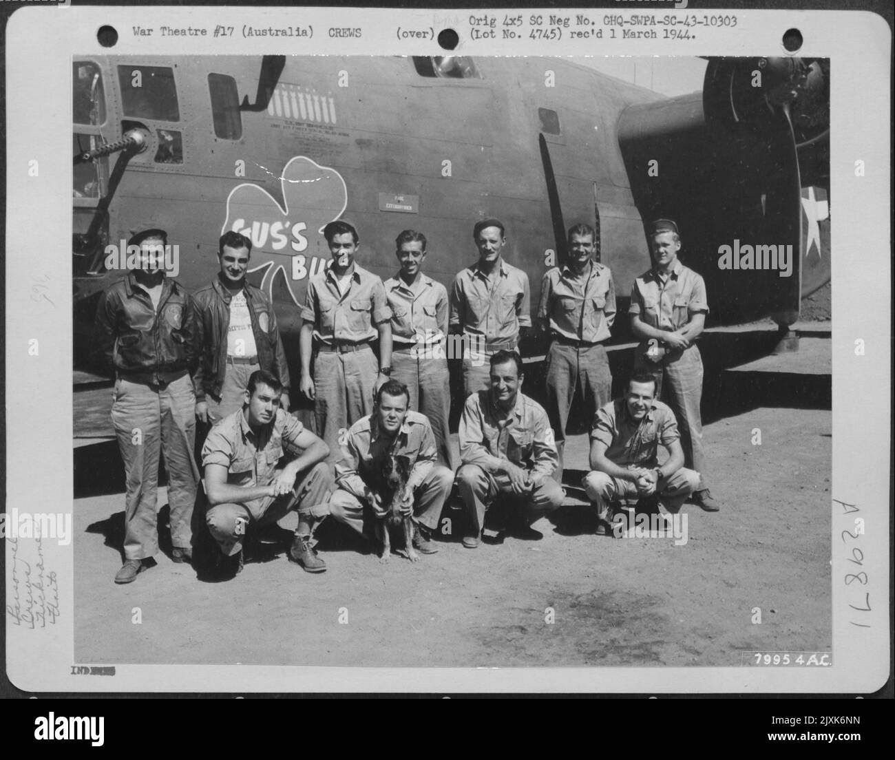 Crew members of the Consolidated B-24 "GUS'S BUS," attached to the ...