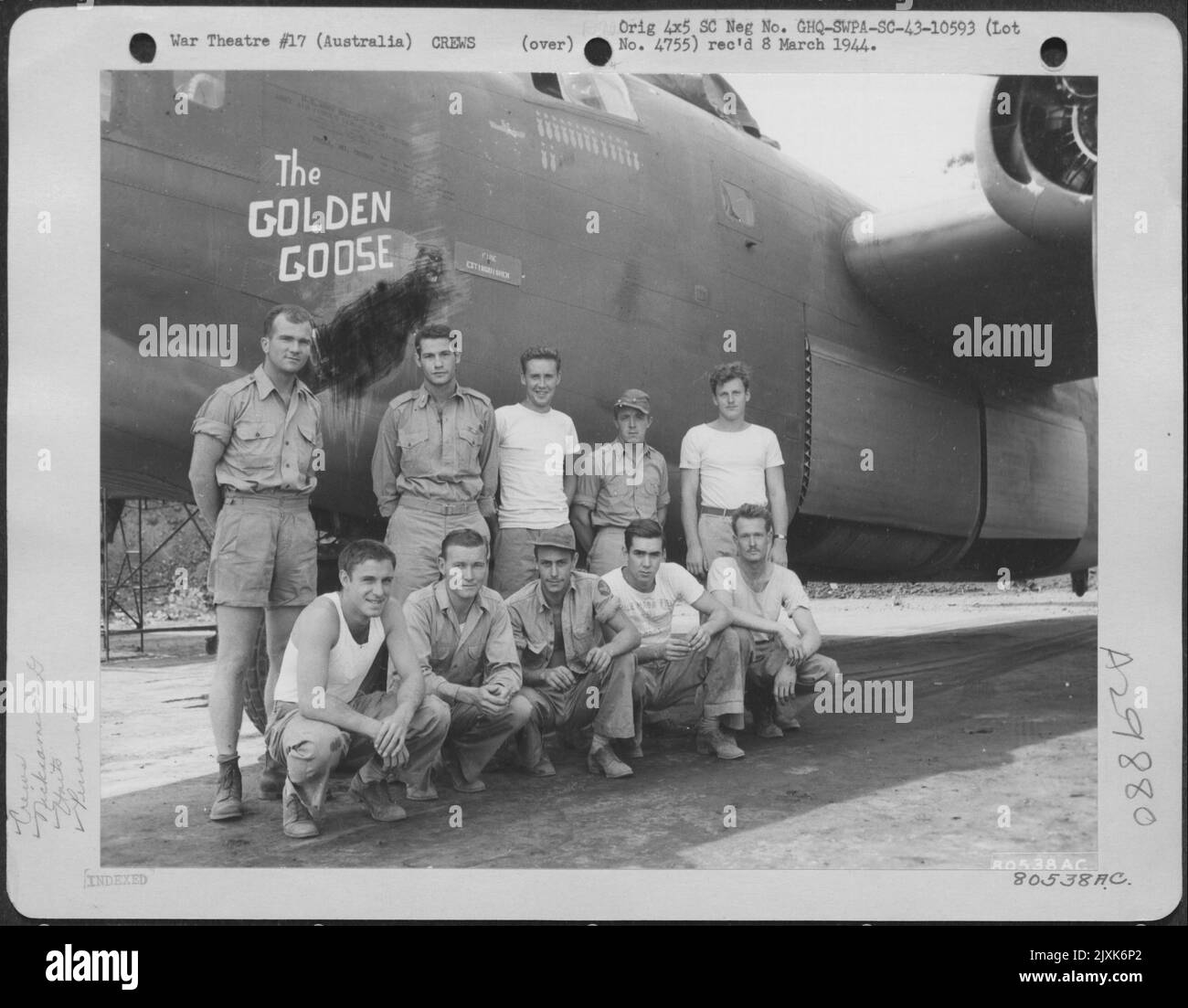 Crew members of the Consolidated B-24 "THE GOLDEN GOOSE," attached to ...
