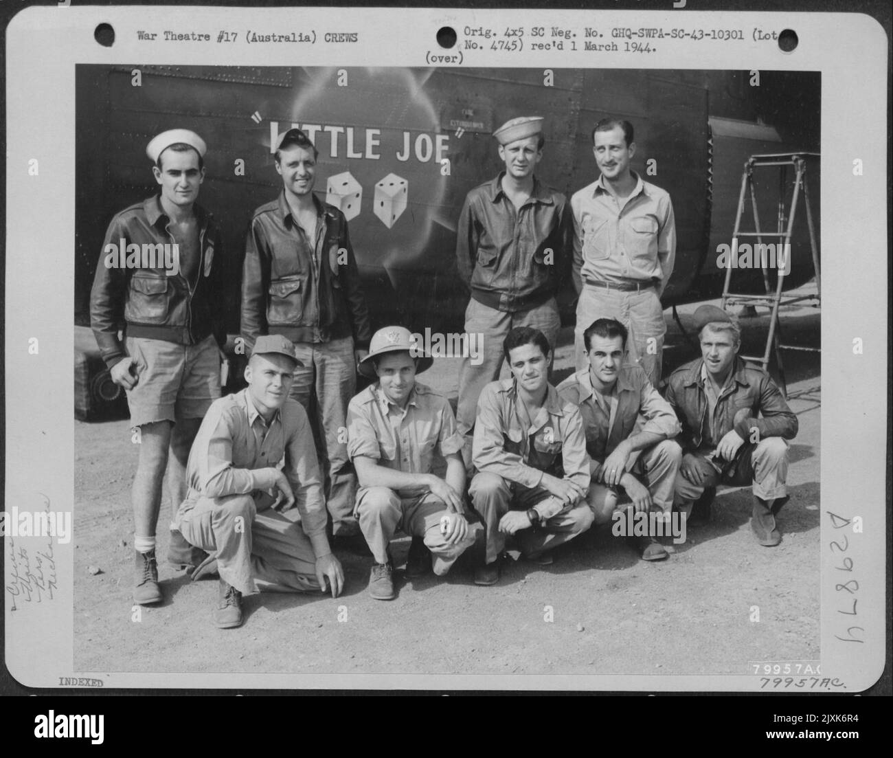 Crew members of the Consolidated B-24 "LITTLE JOE," attached to the ...