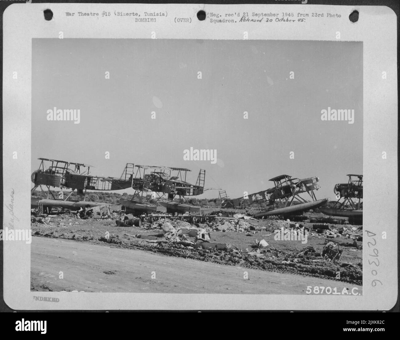 Wrecked seaplanes at La Pachirie Naval Base located at Bizerte, Tunisia ...
