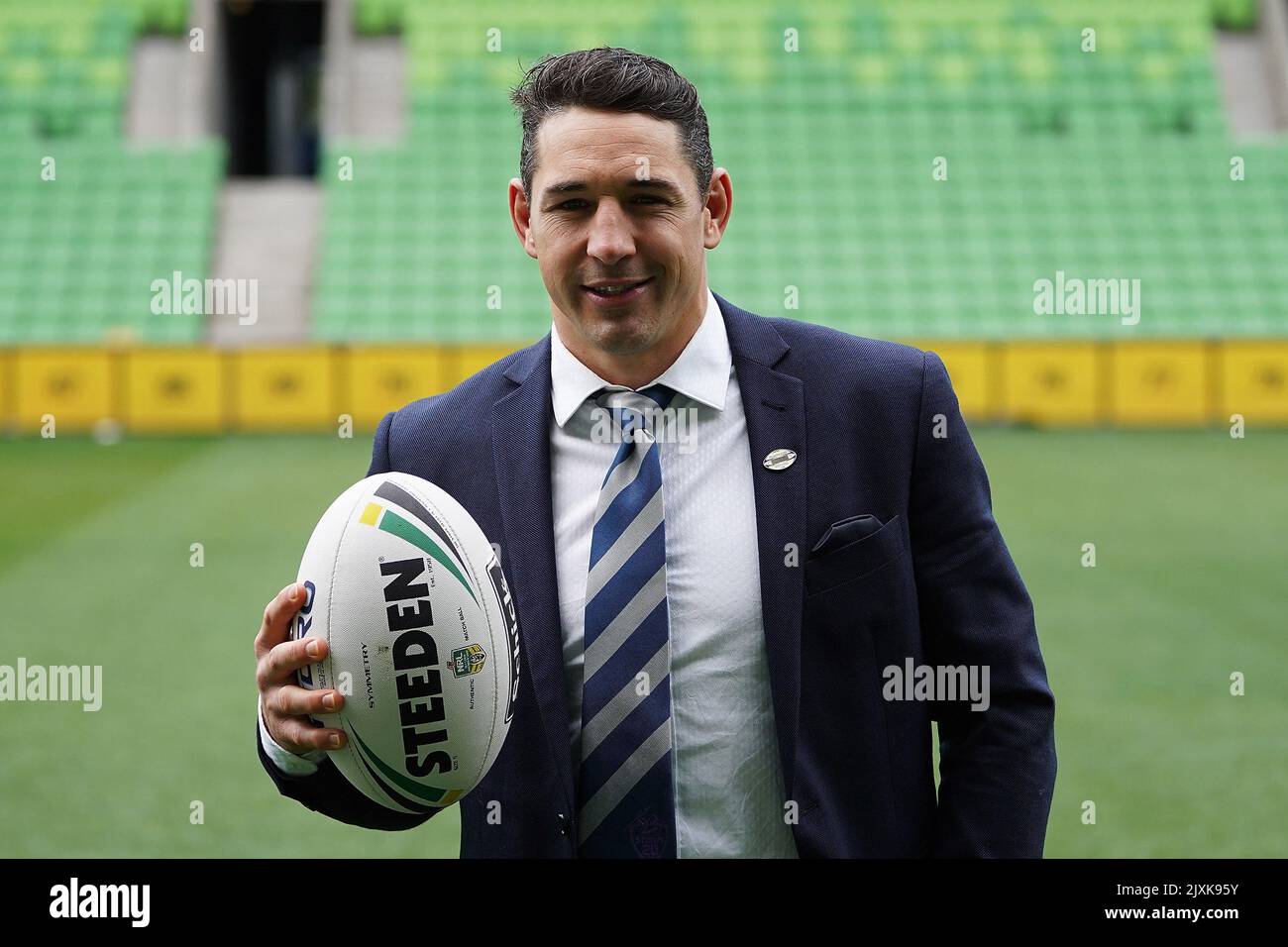 Melbourne Storm player Billy Slater poses for photographs after ...