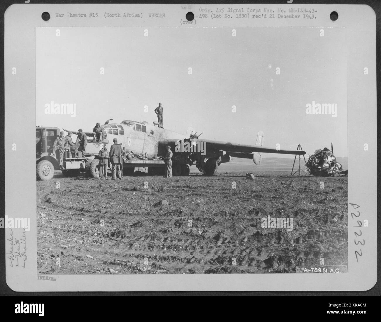A Wrecked North American B-25 Of The 310Th Bomb Group Is On A Semi ...
