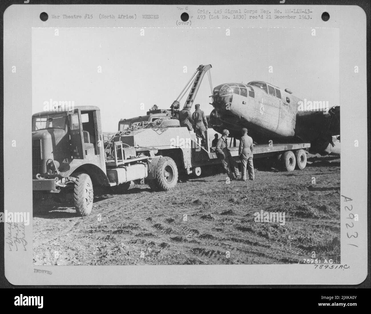 A Wrecked North American B-25 Of The 310Th Bomb Group Is Lifted By A C ...