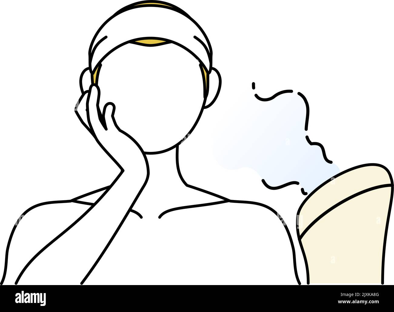 Beauty, Men's skin care, Men bathing in steam from a facial steamer ...