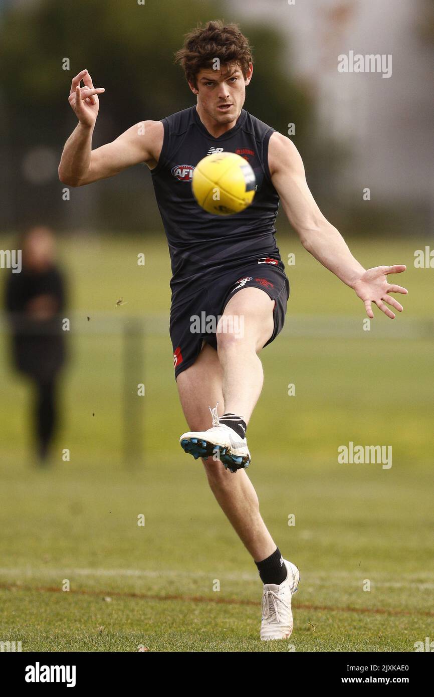 Angus Brayshaw is seen during a Melbourne Demons training session at ...