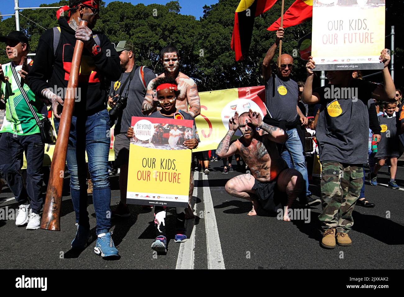 Protesters are seen during an Aboriginal land rights march, that ...