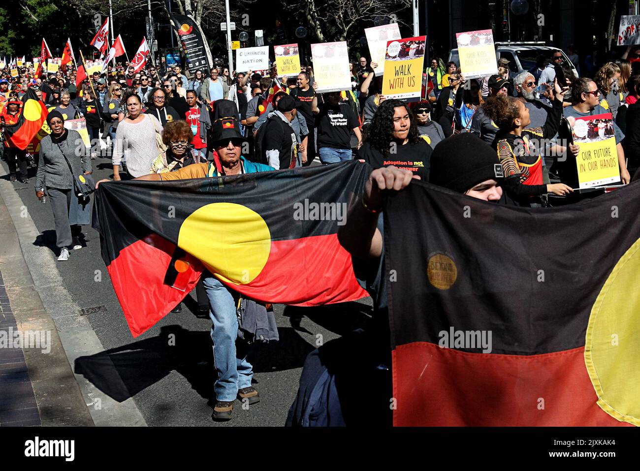 Protesters are seen during an Aboriginal land rights march, that ...