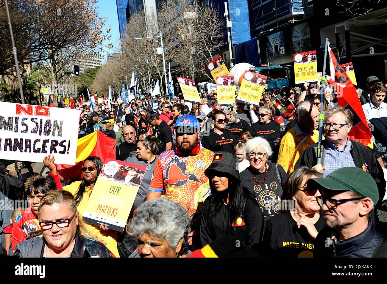 Protesters are seen during an Aboriginal land rights march, that ...