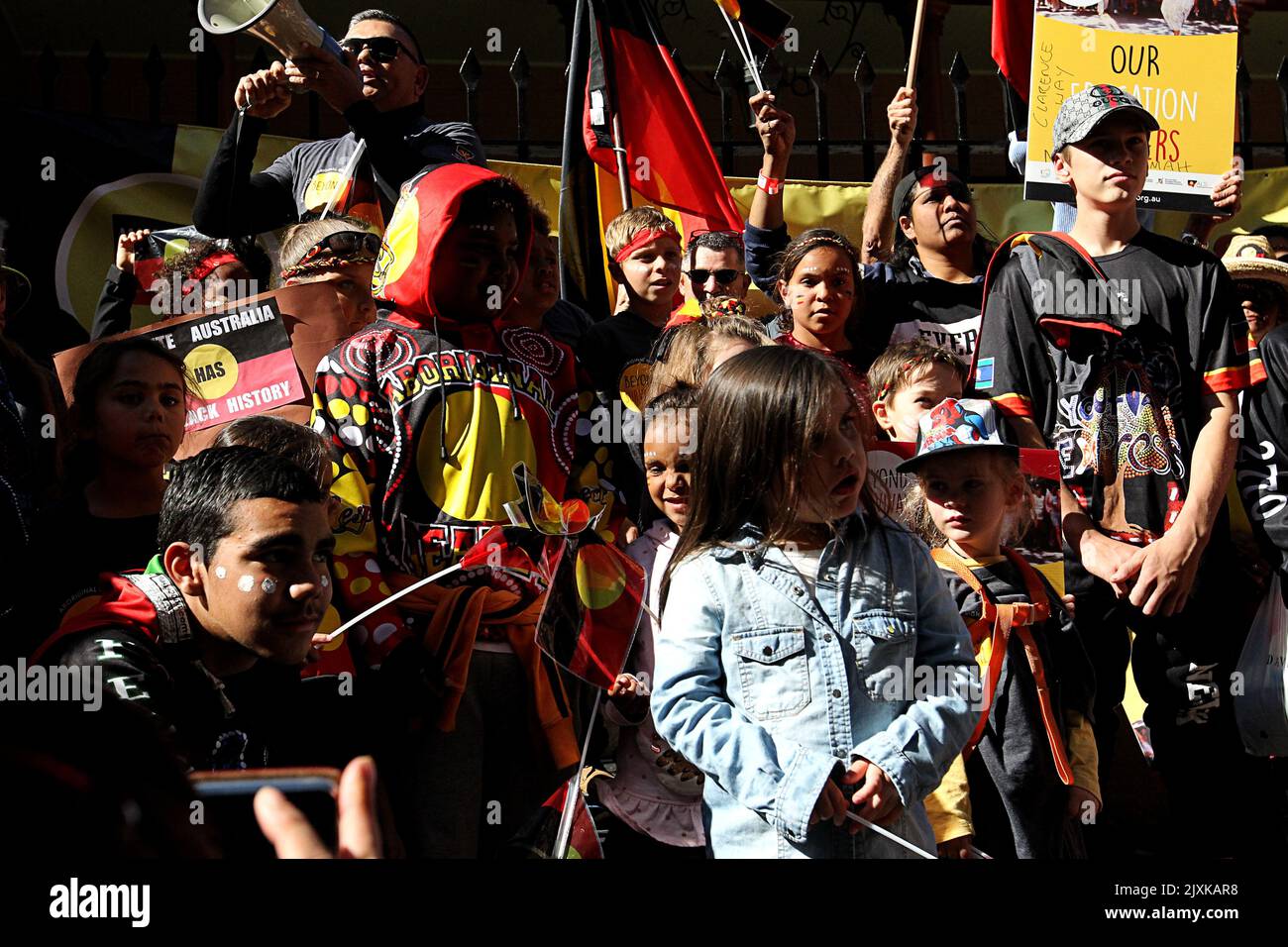 Protesters are seen during an Aboriginal land rights march, that ...
