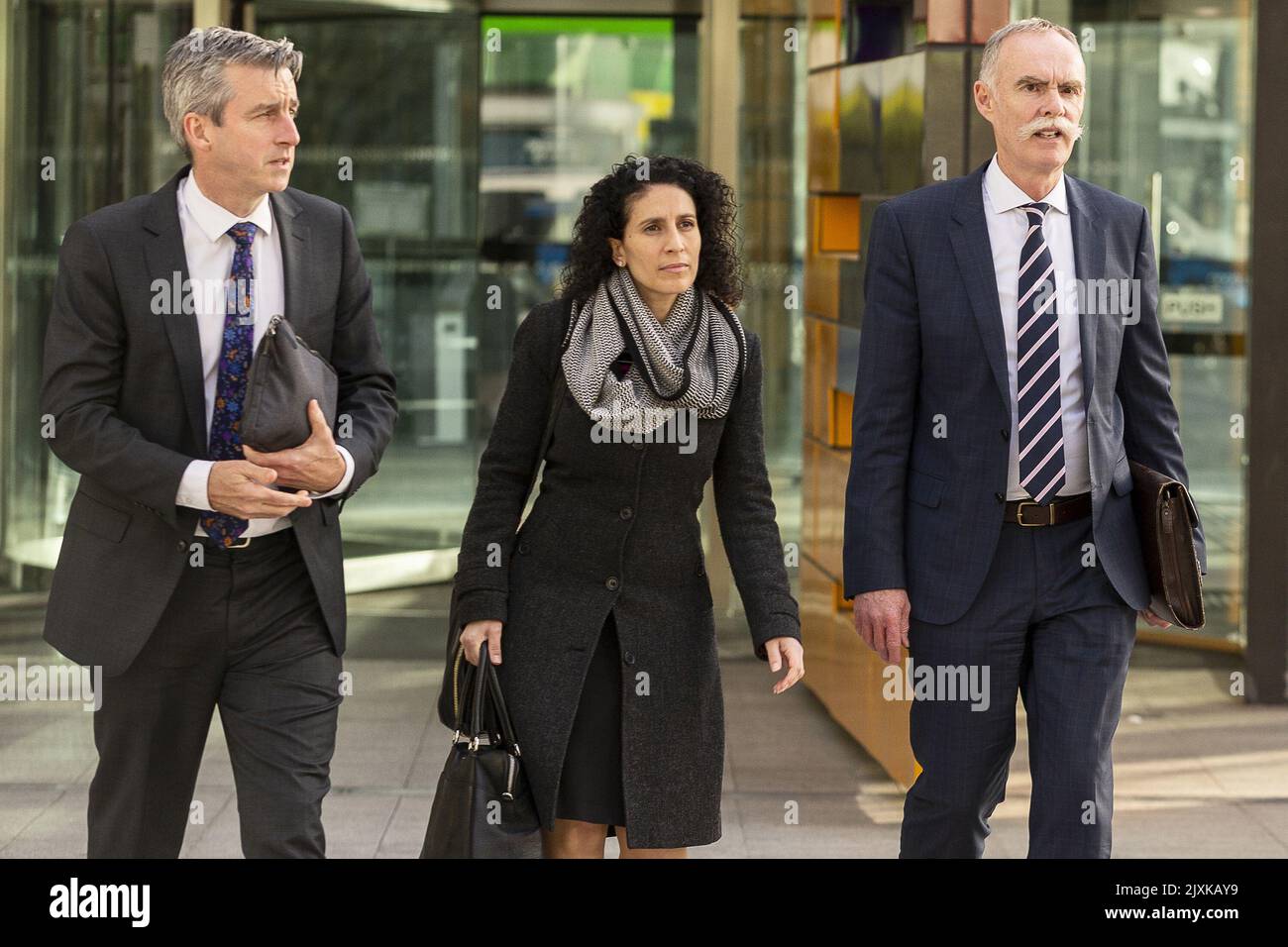 AustralianSuper chief executive Ian Silk (right) is seen leaving the ...