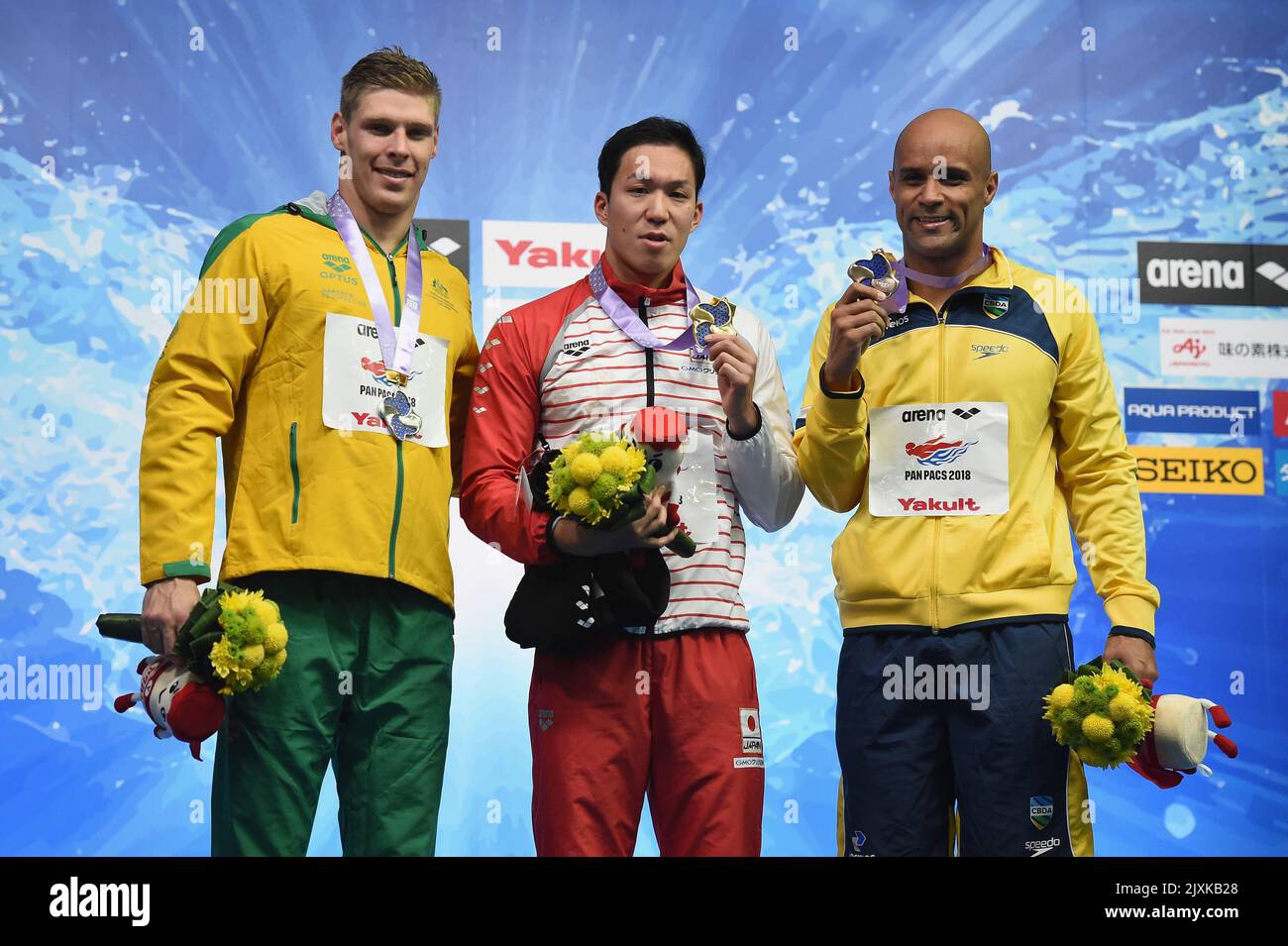 (L-R) Silver medalist, Jake Packard of Australia, gold medalist ...