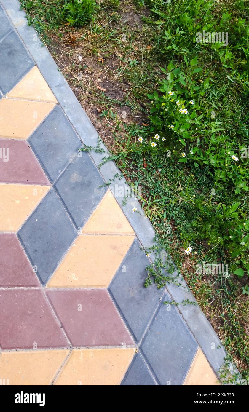 The Architecture backgrounds and objects. Sidewalk. Rain. View from ...