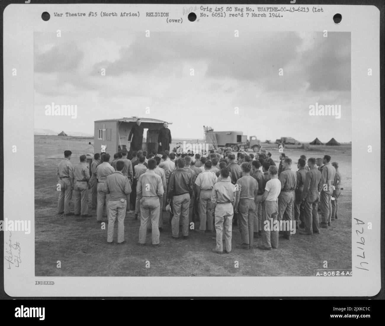 Men of the 98th Bomb Group attend Catholic Mass conducted from the ...