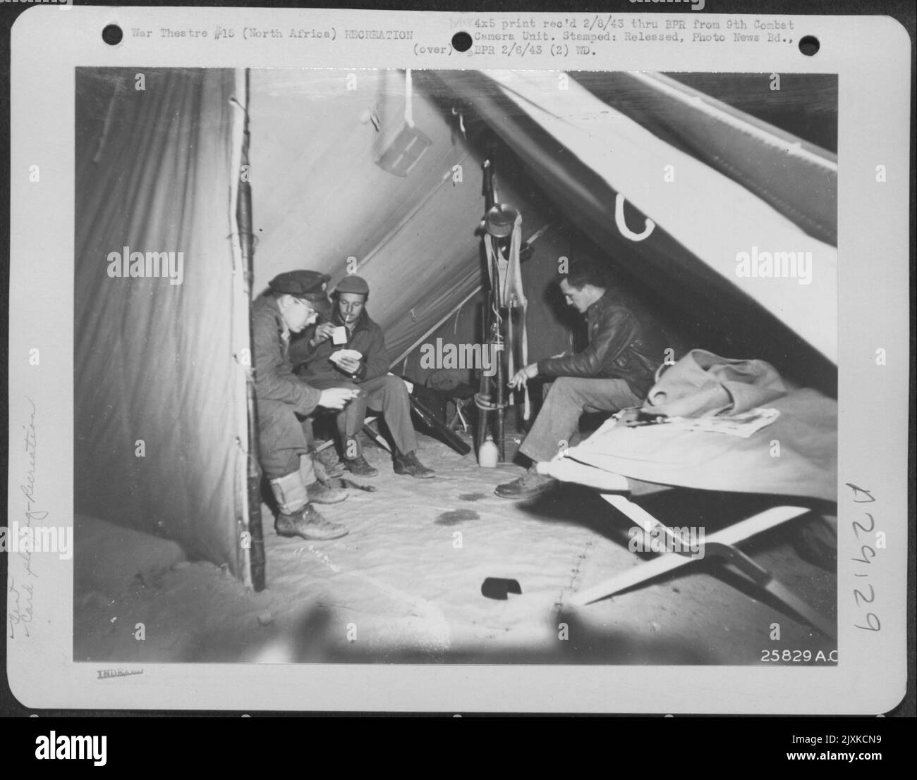 North Africa-American soldiers rest in their tent home on the African ...