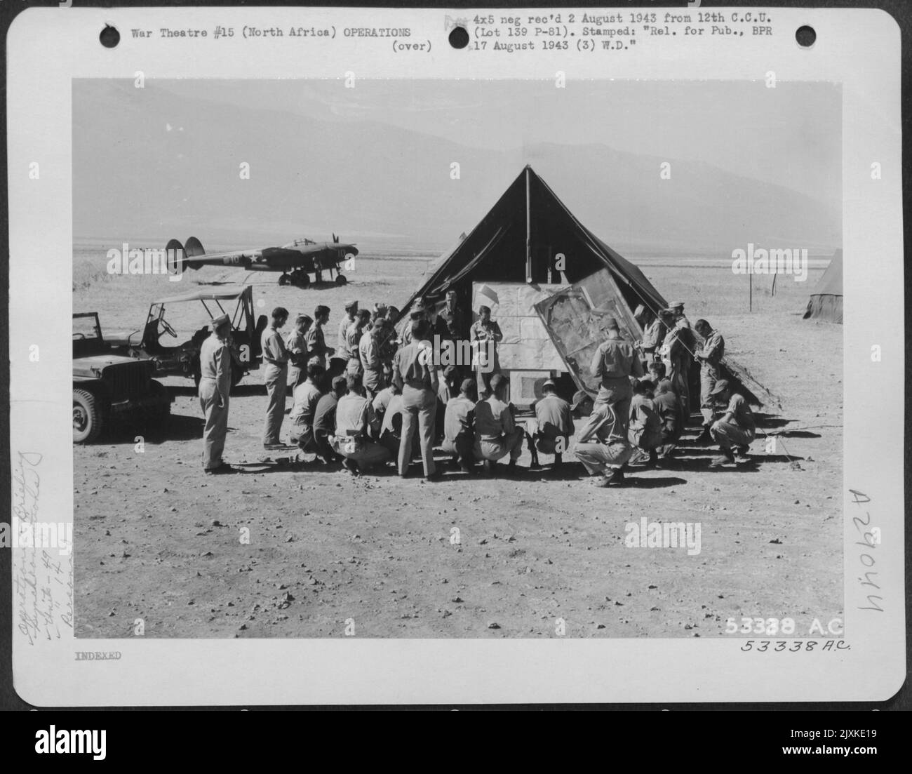 NORTH AFRICA-Headquarters tent, with Major Bernard Muldoon of ...