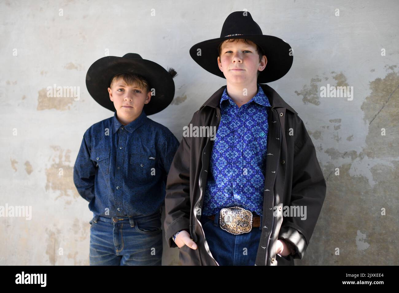 12 year-old friends and rodeo spectators Finn Cain (right) and Tyson ...