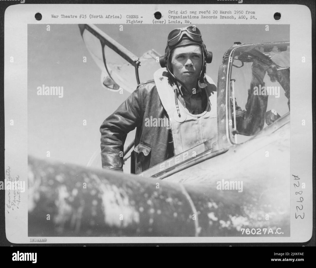 Lt. Harrison, pilot of the 90th Photographic Reconnaissance Wing, steps ...
