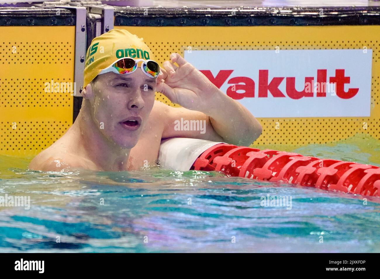 Mitchell Larkin of Australia looks on after the Men's 200m Backstroke ...