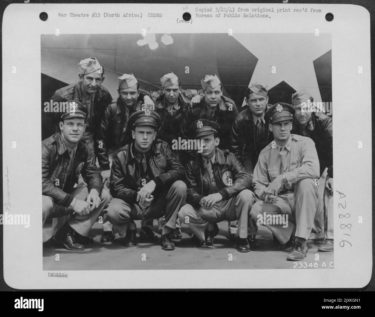 The crew of a Boeing B-17 "Flying Fortress," left to right, back row: T ...