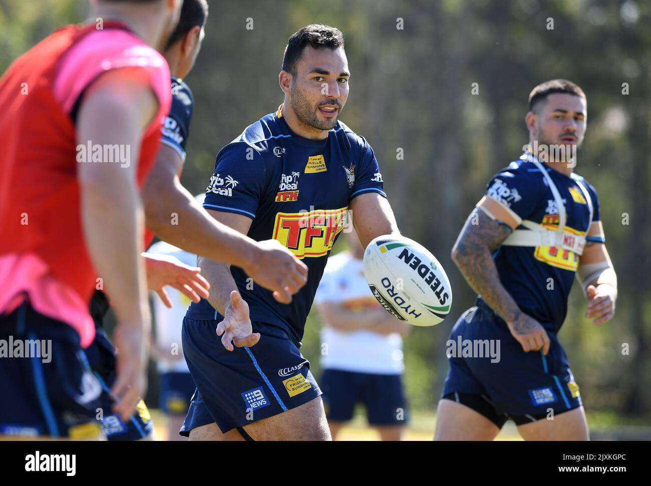 Ryan James looks on during the Gold Coast Titans training session on ...