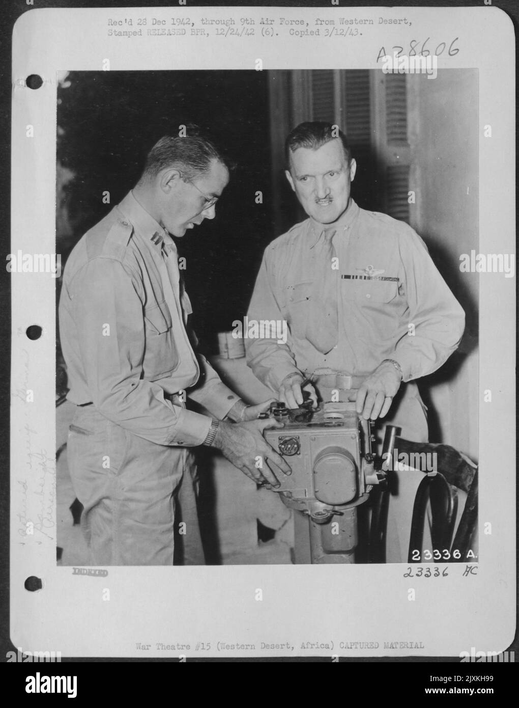 Brig. Gen. Victor H. Strahm and Capt. Selby M. Frank with captured ...