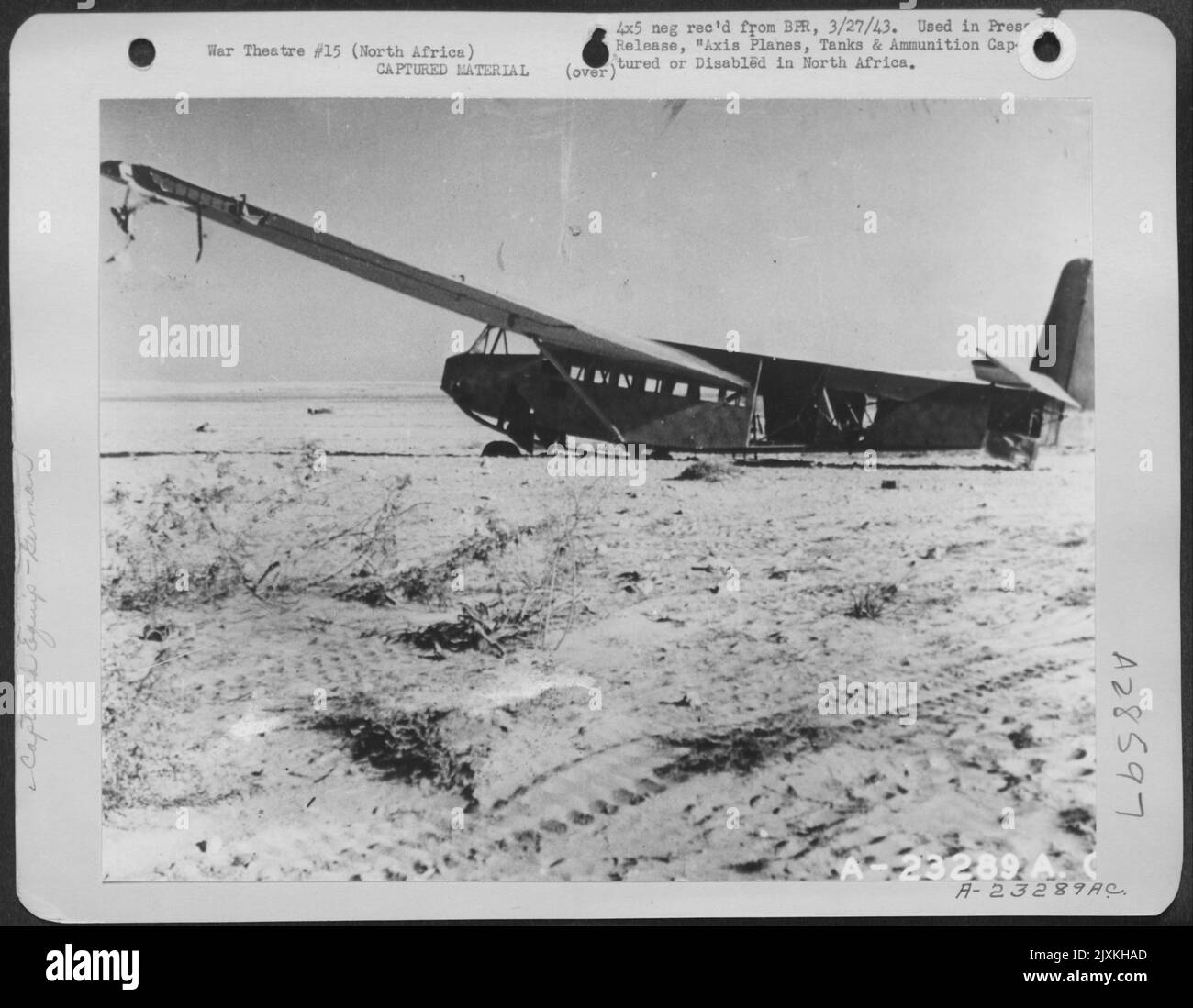 North Africa-Strafed by U.S. fighter planes at a desert landing ground ...