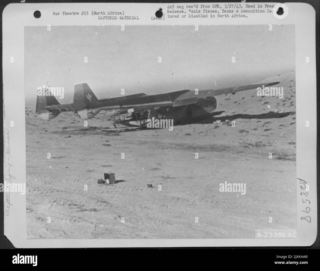 North Africa-Tail of a 6-ton German cargo glider wrecked in the North ...