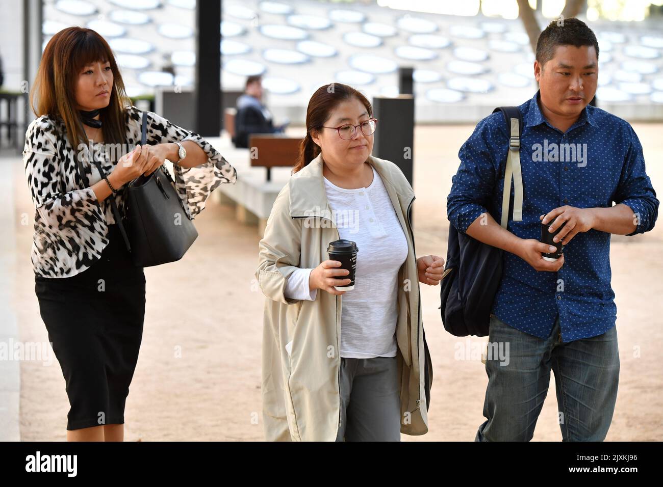 Family and friends of murdered South Korean student Eunji Ban are seen ...