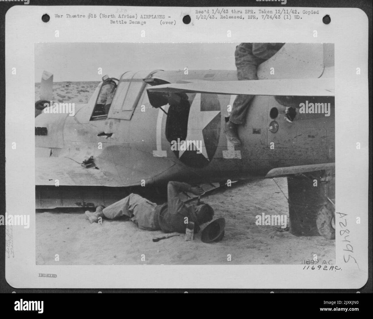 North Africa-Holes in the tail of U.S. Fighters were caused by 20 mm ...