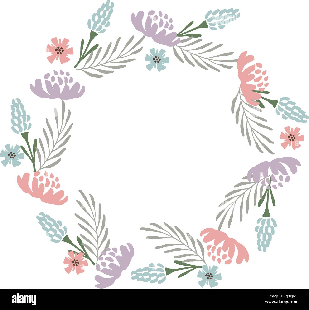 Beautiful flower circle. Romantic wreath. Round frame Stock Vector ...