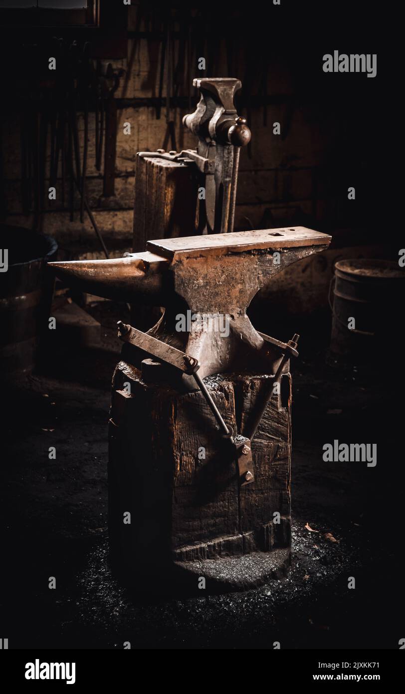 An old anvil in a rural workshop Stock Photo - Alamy