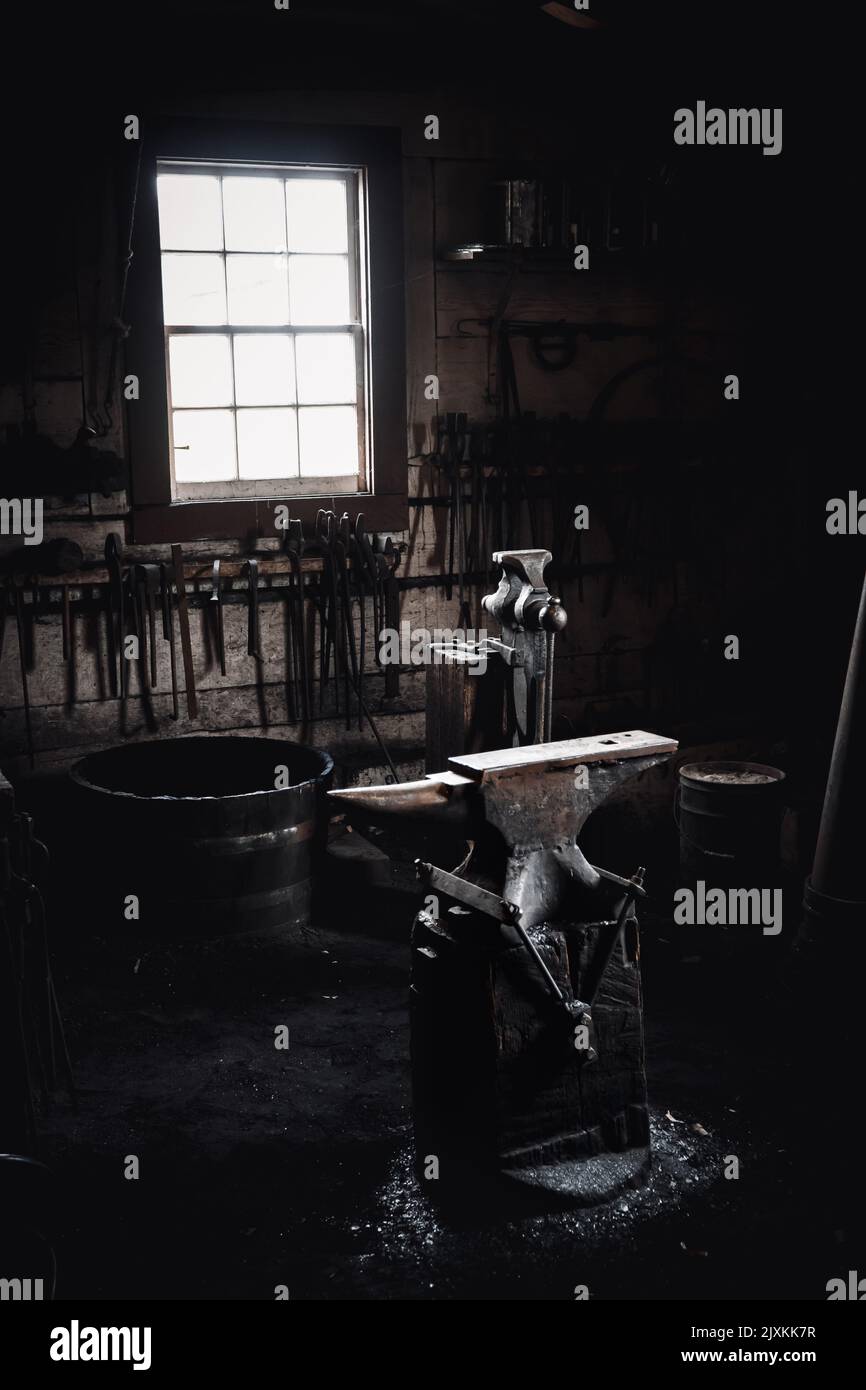An interior of an old rural workshop Stock Photo - Alamy