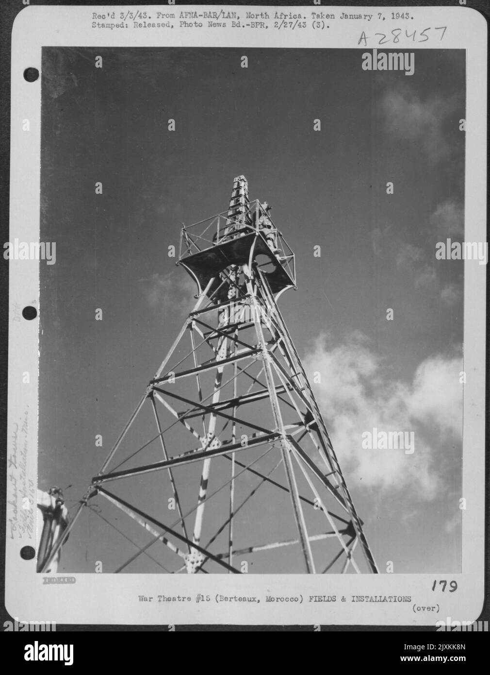 Airdrome lookout tower of a United States bomber unit in Berteaux ...