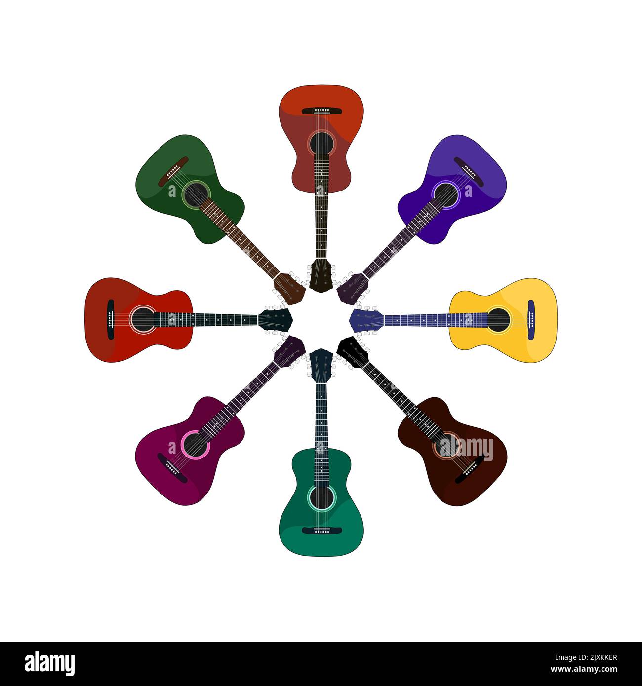Acoustic guitar set on a white background. Vector illustration of ... Acoustic guitar set on a white background. Vector illustration of ...