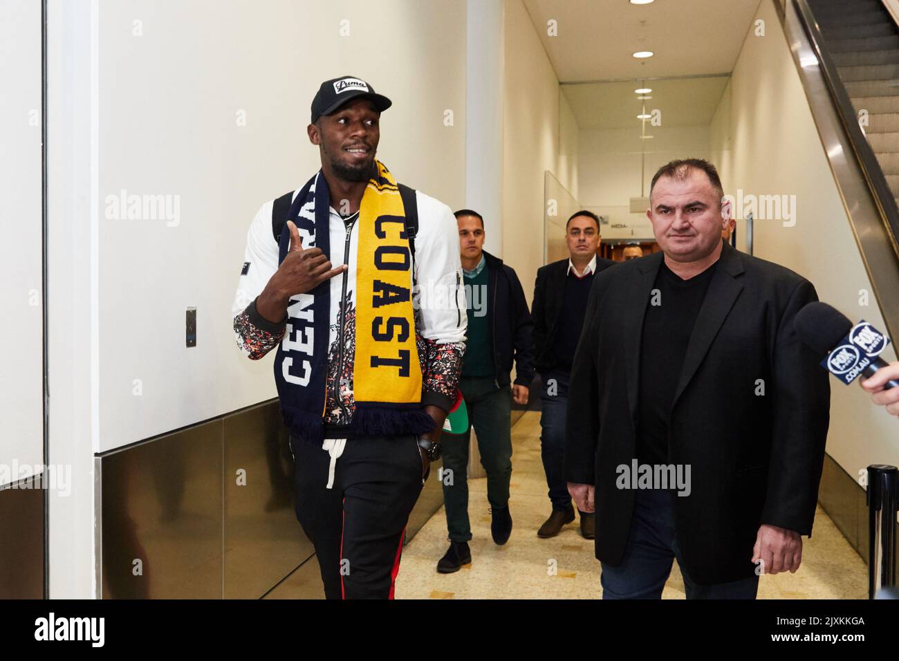 Jamaican sprint legend Usain Bolt is seen as he arrives at Sydney ...