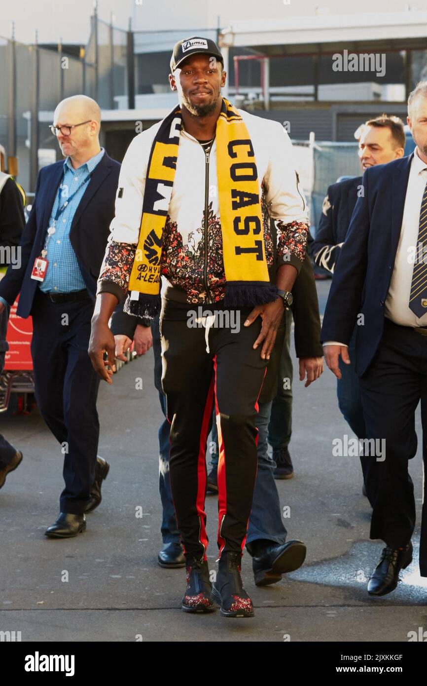 Jamaican sprint legend Usain Bolt is seen as he arrives at Sydney ...